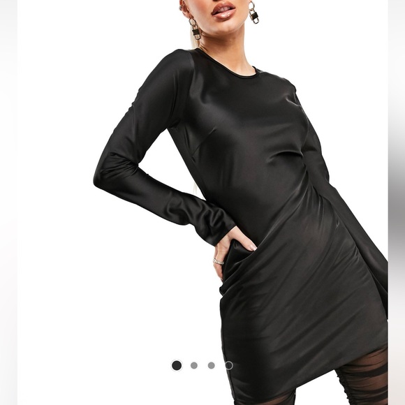 ASOS | Dresses | Asos Satin Black Mini Dress | Poshmark